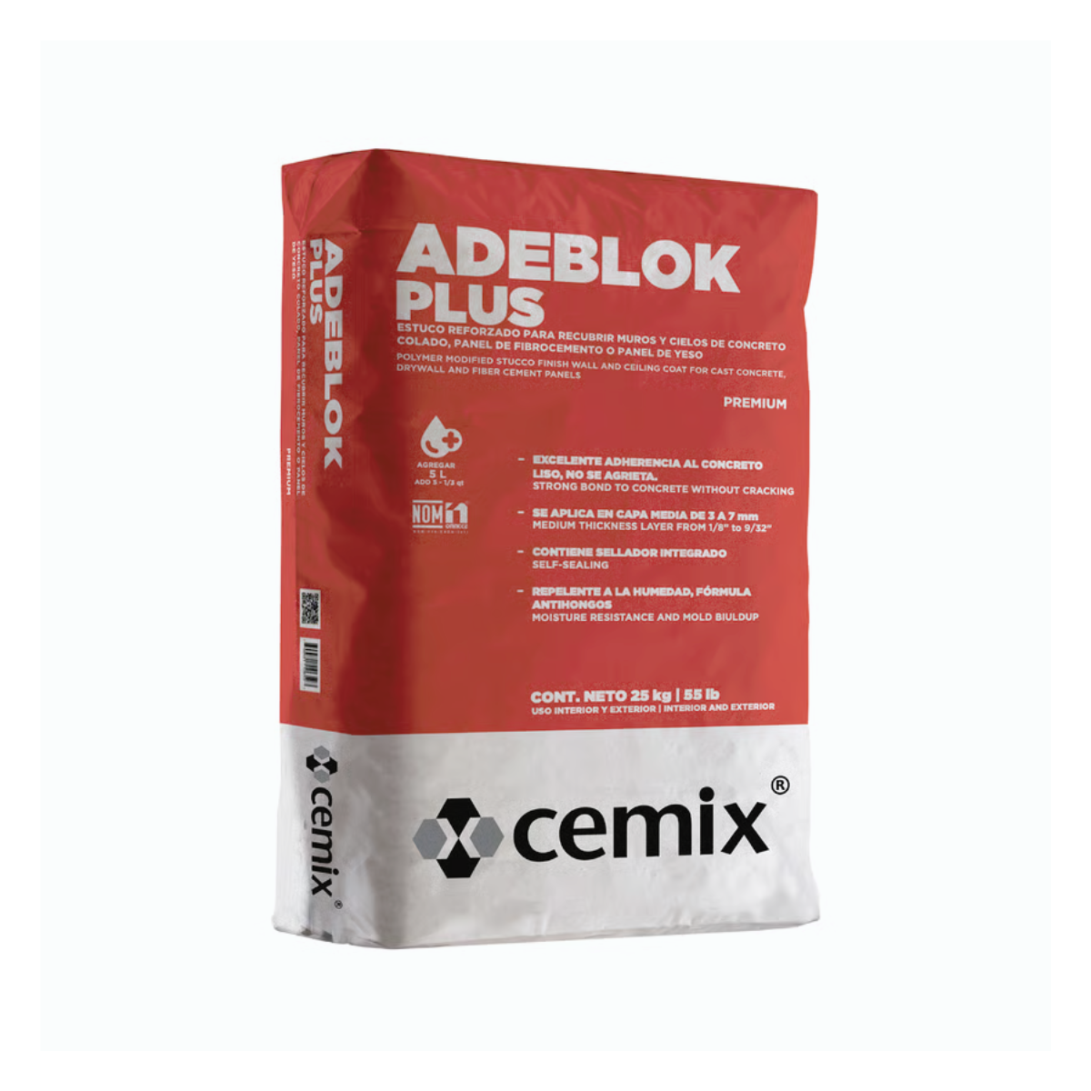 Estuco Plus Adeblock Blanco 25 Kg Cemix — MATERIALES LA LIBERTAD