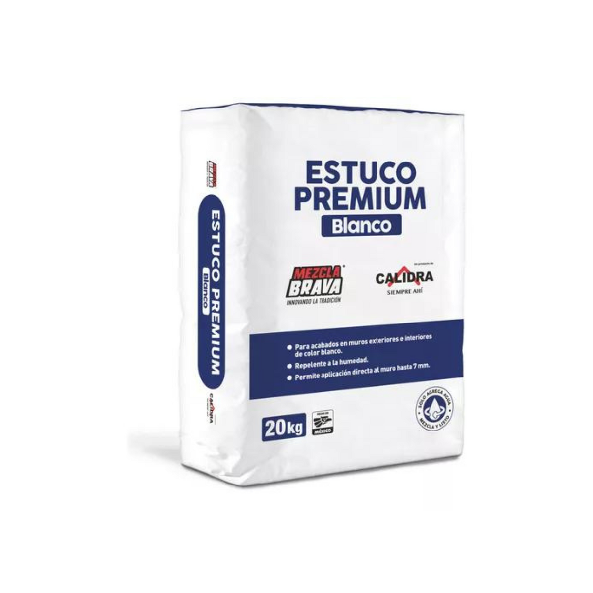 Estuco Premium Blanco 20 Kg Mezcla Brava Calidra — MATERIALES LA LIBERTAD
