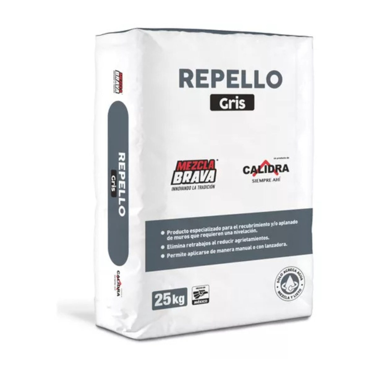Repello Gris 25 Kg Mezcla Brava Calidra — MATERIALES LA LIBERTAD