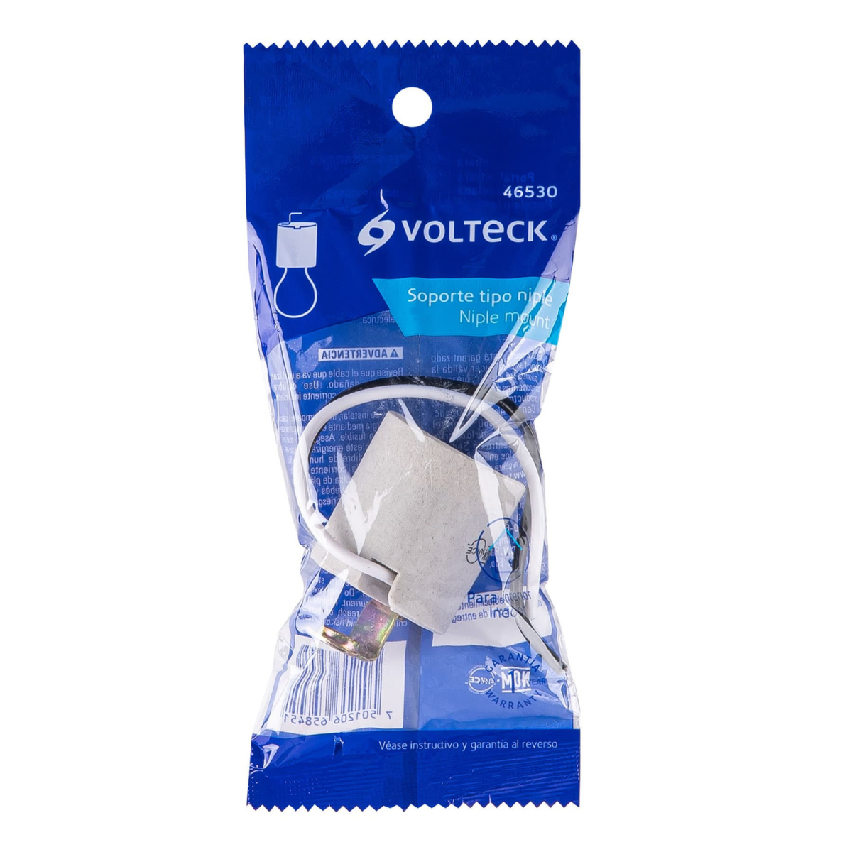 Portalámpara o Soquet de Porcelana, Soporte tipo Niple, Volteck ...