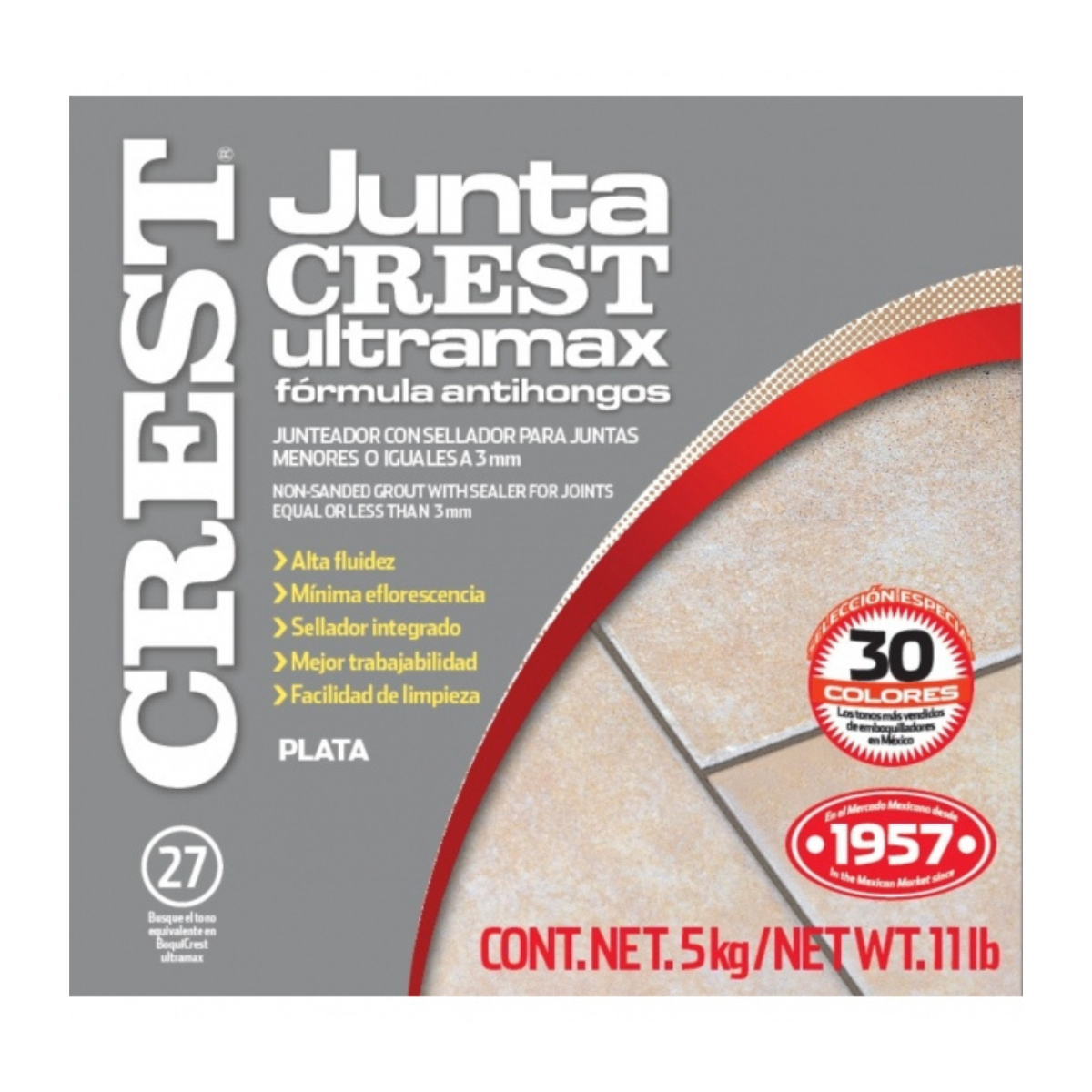 Junta / Boquilla Sin Arena Plata 5 Kg Crest — MATERIALES LA LIBERTAD